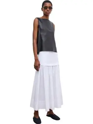 HOUSE OF DAGMAR Cotton Poplin Maxi Skirt - White
