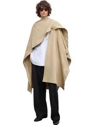 HOUSE OF DAGMAR Square Trench Cape - Khaki Beige