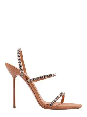 Paris Texas Lidia Satin Sandals With Crystal Detail - Beige