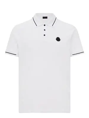 Moncler Cotton Polo Shirt With Logo Patch - White