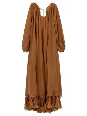 MES DEMOISELLES Crash Long Viscose Dress - Brown