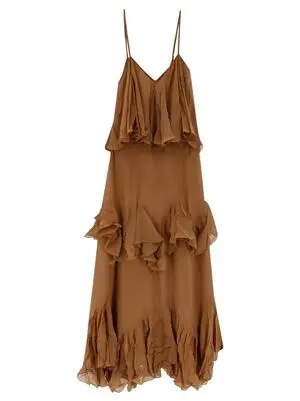 MES DEMOISELLES Long Viscose Dress - Brown