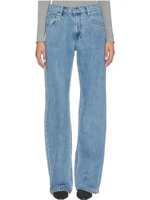 MOTHER OF ALL Hedi Low Waist Wide Leg Jeans - Light Denim