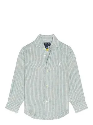 Polo Ralph Lauren Long Sleeve Linen Sport Shirt - Blue Cream