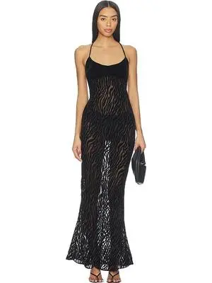 Hutch Asymmetrical Off-The-Shoulder Burnout Velvet Maxi Dress In White -  30% Off