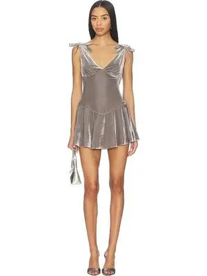 GUIZIO Bow Detail Mini Dress - Gunmetal