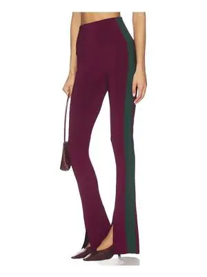 Norma Kamali Side Stripe Spat Legging - Plum & Dark Emerald