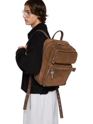 Acne Studios Camero Gym Suede Backpack - Cognac Brown