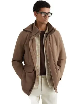 REISS Lord Hooded Zip-through Padded Coat - Light Brown