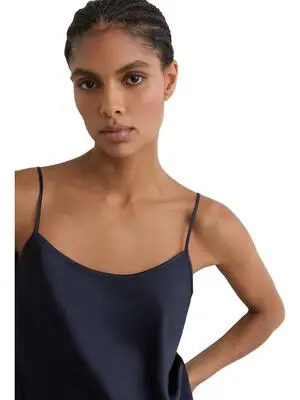 REISS Corey Silk Cami Top - Navy