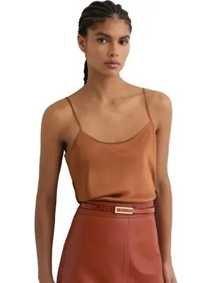 REISS Corey Silk Cami Top - Rust Orange
