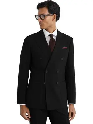 REISS Belmont Double-breasted Suit Jacket Tailored-fit With Wool - Black