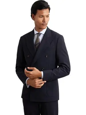 REISS Belmont Double-breasted Suit Jacket Tailored-fit With Wool - Navy