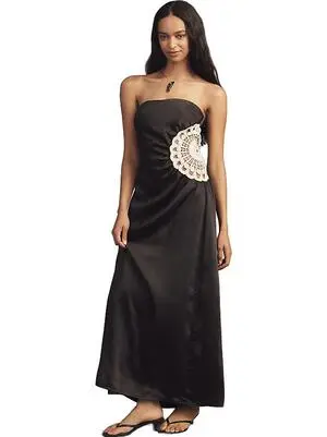 4TH & RECKLESS Strapless Crochet Cutout Maxi Dress - Black