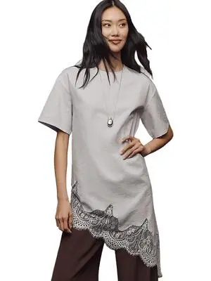 MARE MARE Asymmetric Lace Top - Light Blue