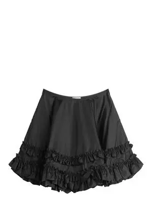 GANNI Duchesse Nylon Mini Frill Circle Skirt - Black