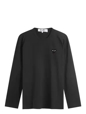Play Comme Des Garcon Heart Long Sleeve T-shirt - Black