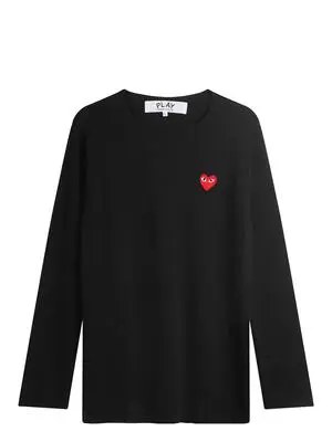 Play Comme Des Garcon Sweater Red Emblem Knit - Black