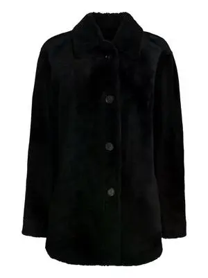 SEMPER Single-breasted Reversible Leather Coat - Black