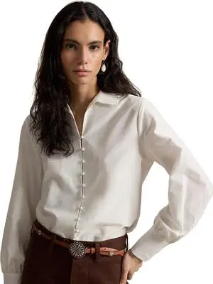 Ralph Lauren Cotton-silk Button-down Shirt - White