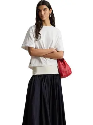 Ralph Lauren Contrast-waistband A-line Skirt - Atlantic