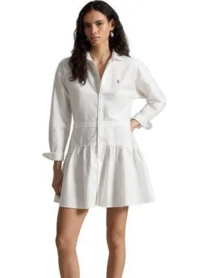Ralph Lauren Cotton Oxford Paneled Shirtdress - Bsr White