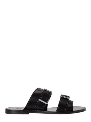 Ralph Lauren Buckled-strap Leather Slide Sandals - Black