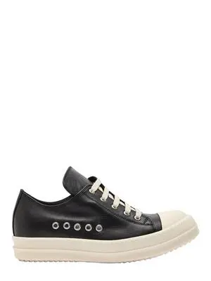 Rick Owens Leather Low-top Sneakers - Black