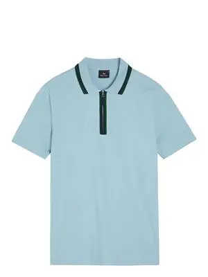Paul Smith Striped-trim Stretch-cotton Polo Shirt - Light Blue