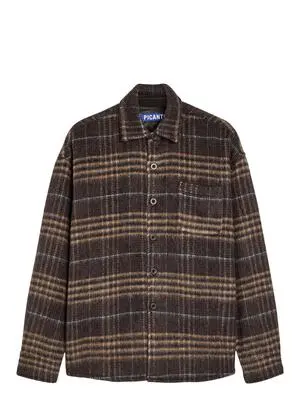 PICANTE Rocco Plaid Wool-blend Overshirt - Brown