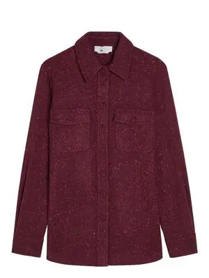 Gabriela Hearst John Austin Speckled Wool-blend Shirt - Bordeaux
