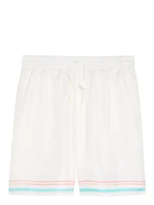 Casablanca Dance Joy Printed Silk Shorts - White