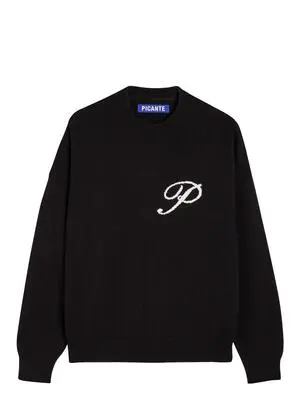 PICANTE Gallery Knit Cotton Jumper - Black