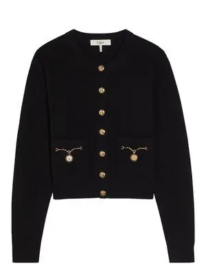 CHLOÉ Embellished-Pocket Wool And Cashmere-Blend Cardigan