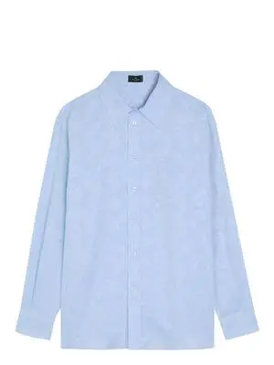 Etro Paisley-print Linen And Cotton-blend Shirt - Light Blue