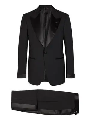 TOM FORD Shelton Satin-trimmed Wool Evening Suit - Black