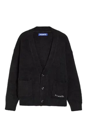 PICANTE Shaggy Textured Cotton-blend Cardigan - Black