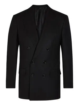 TOM FORD Striped Wool Blazer - Black