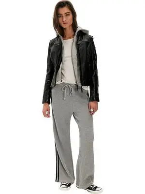 Donni. Thermal Crop Stripe Pants - Heather Grey