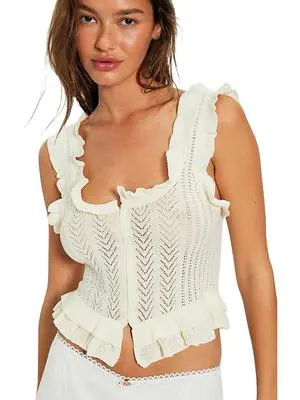 Anna Sui Victorian Pointelle Knit Cami - Cream