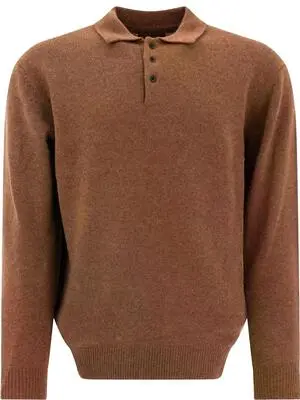 BEAMS Knitted Polo Shirt - Brown