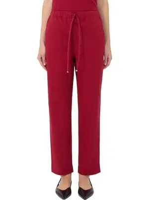 MM BY MAX MARA Drawstring Stretch Cotton Pants - Red Ruthenium