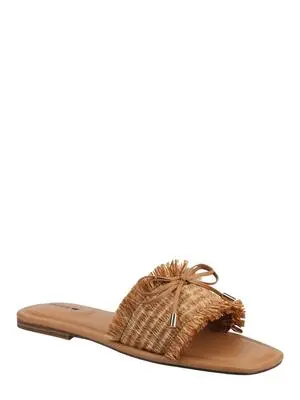 BIRDIES The Kiwi Bow Slide Sandal - Tan Raffia