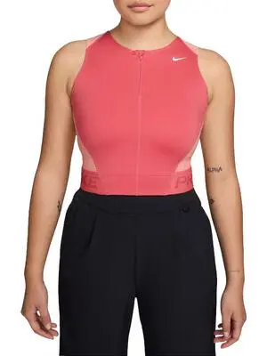 Nike Dri-fit Quarter Zip Tank Top - Sea Coral/light Fusion Red