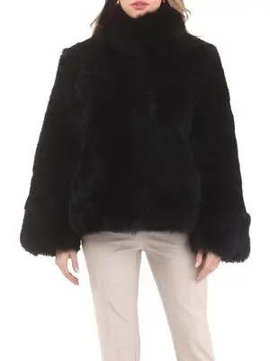 Gorski Genuine Shearling Chevron Jacket - Black/black
