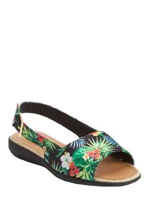 COMFORTVIEW Adele Floral Sling Sandal - Black Floral