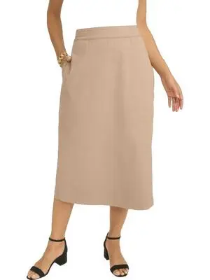 JESSICA LONDON A-line Faux Wrap Chino Skirt - New Khaki