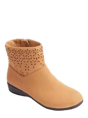 COMFORTVIEW The Zenni Bootie: A Chic Suede-like Ankle Boot - Camel