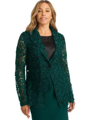 JESSICA LONDON Lace Blazer - Emerald Green