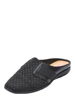 COMFORTVIEW Stretch Woven Metallic Mules Black Metallic